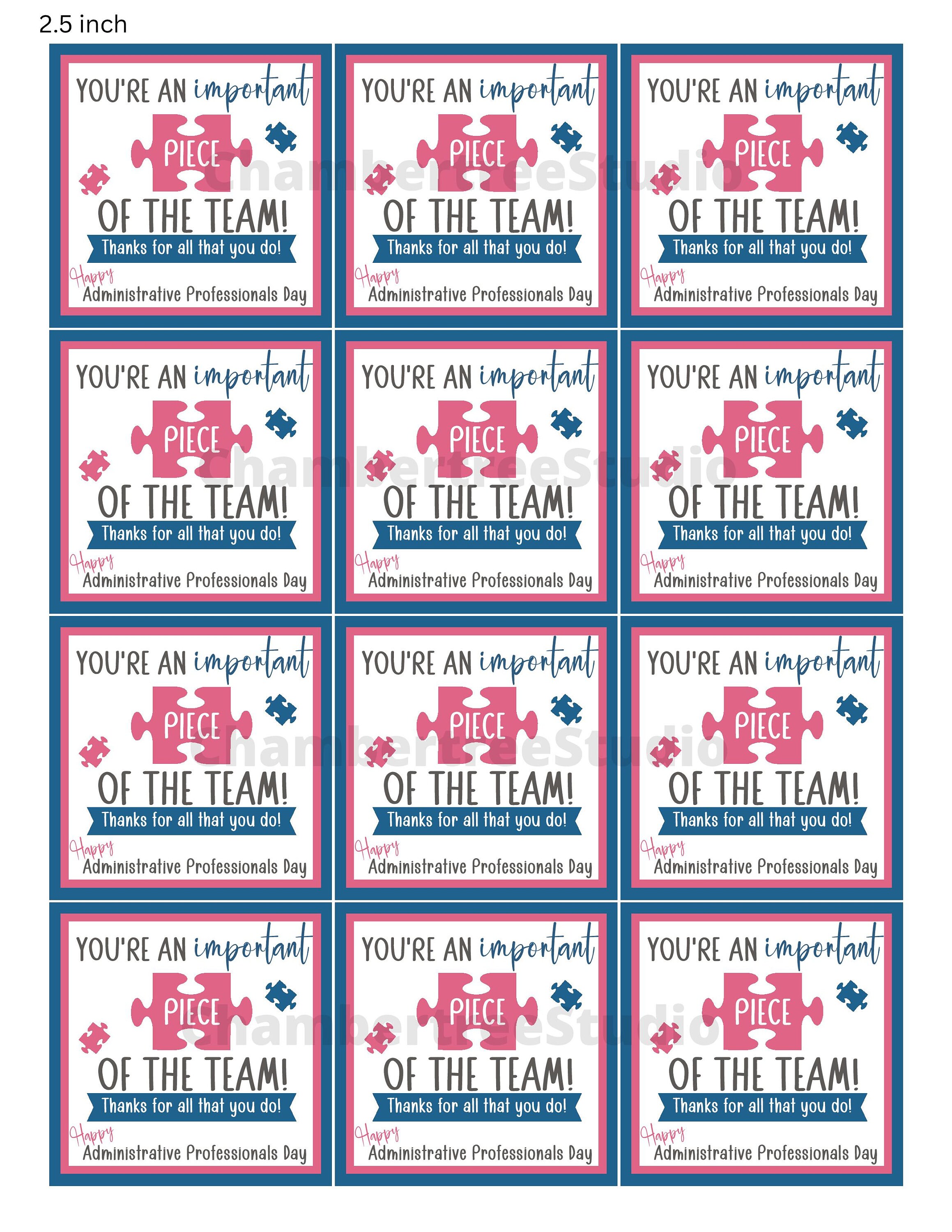 Administrative Professionals Day Gift Tag, Employee Appreciation ...