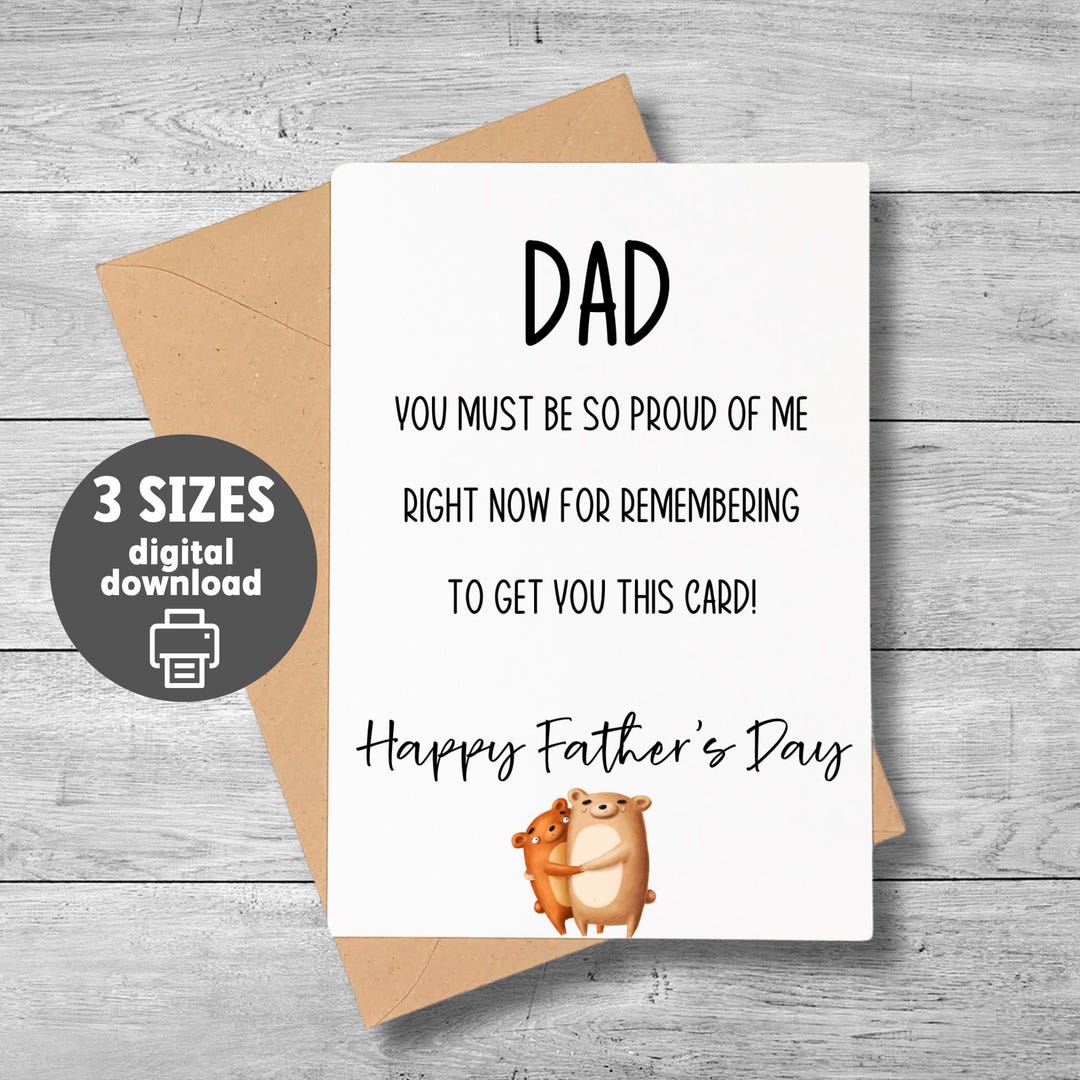 Funny Card for Dad for Father's Day, Printable Card for Dad From Son or ...