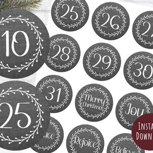Advent Calendar Numbers, 2 Circles, DIY Advent Calendar Kit, Printable ...