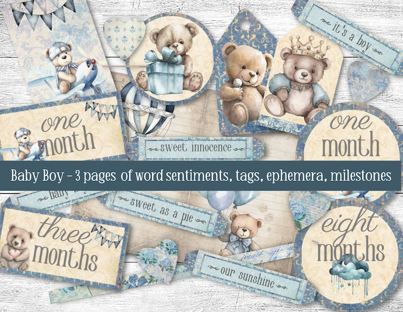 Baby Boy Words Printable Word Sentiments Vintage Baby Junk - Etsy