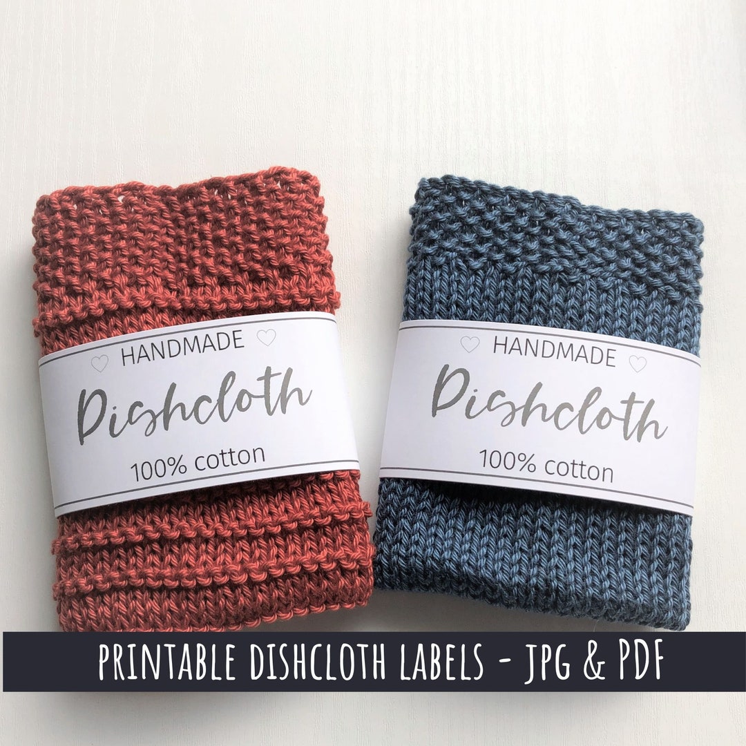 Printable Dishcloth Labels, Handmade Dishcloth Wrap, Instant Download ...
