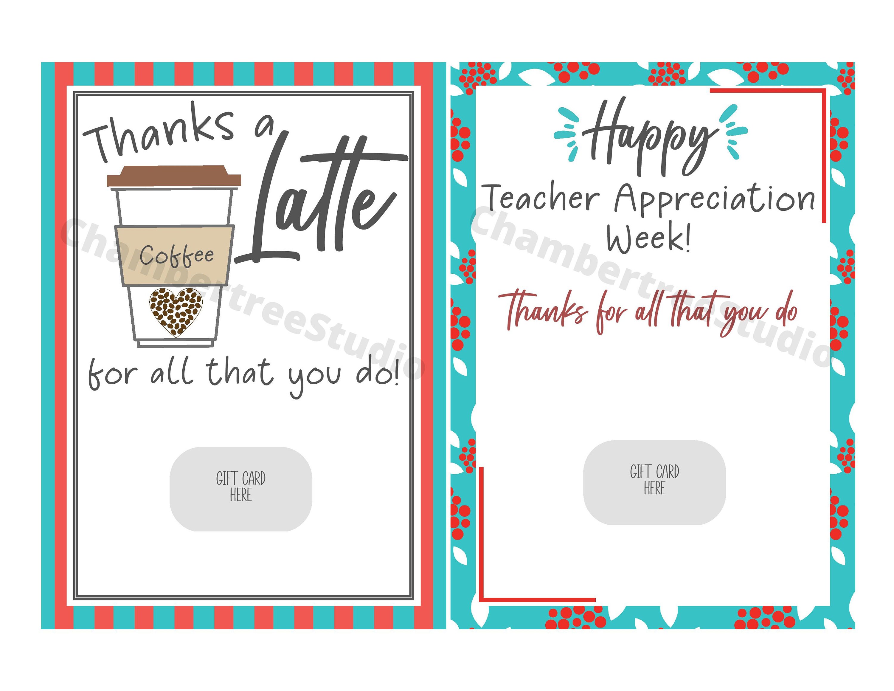 Teacher Appreciation Week Gift Card Holder, Printable Thank You Card ...