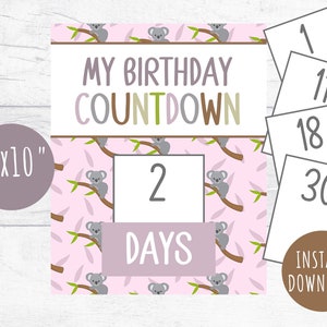 Birthday Countdown Calendar, Printable DIY Kids Birthday Countdown Sign ...