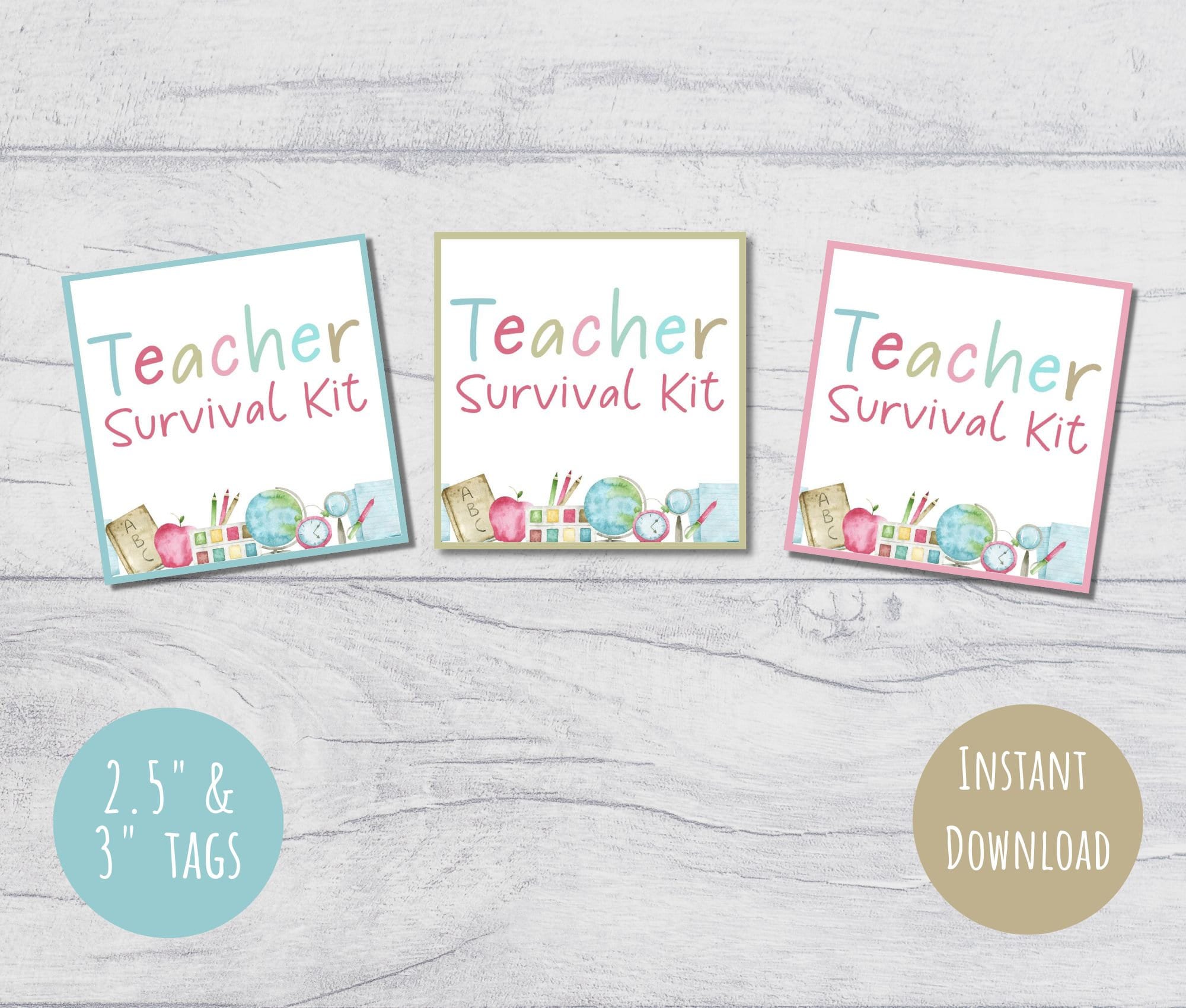 Teacher Survival Kit Gift Tag, Printable Back to School Tags, Staff ...
