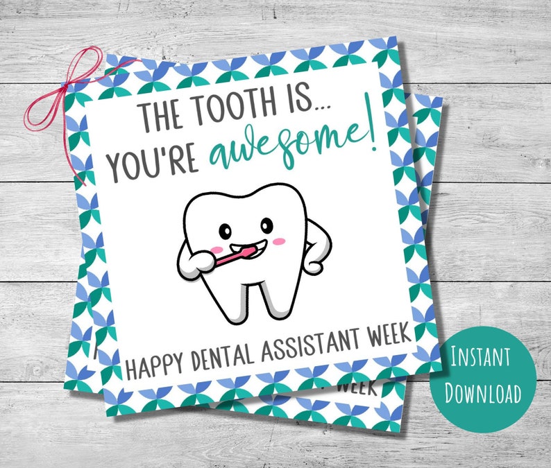 Dental Assistant Week Gift Tag, Appreciation Tags, Gift for Dental ...