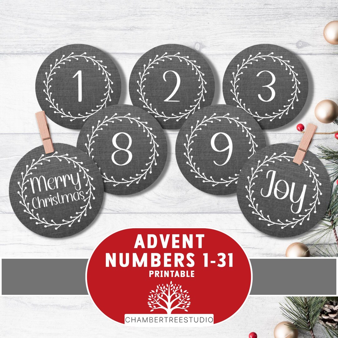 Advent Calendar Numbers, 2 Circles, DIY Advent Calendar Kit, Printable ...