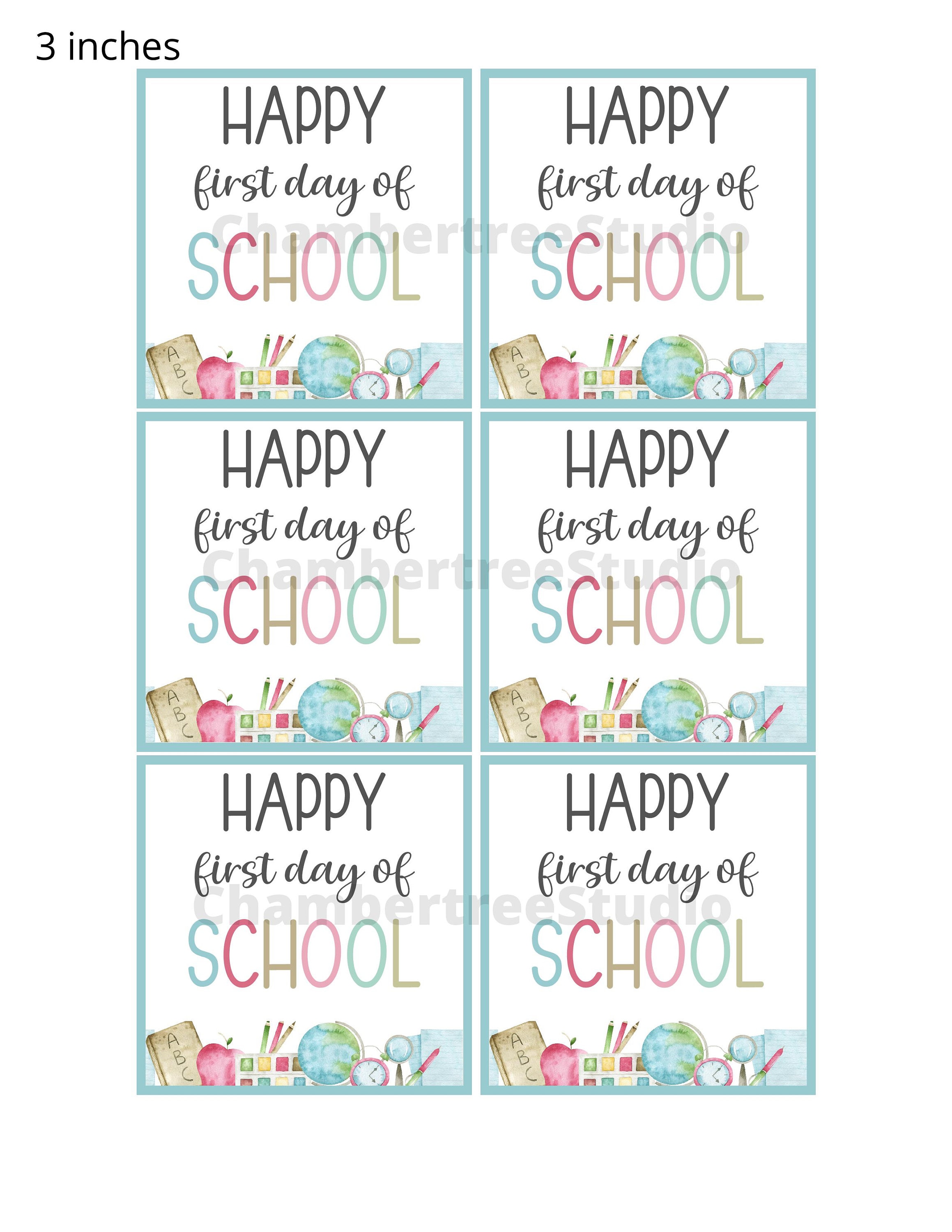 Happy First Day of School Tags, 2 & 3 Size, Kids Lunchbox Notes, Back ...