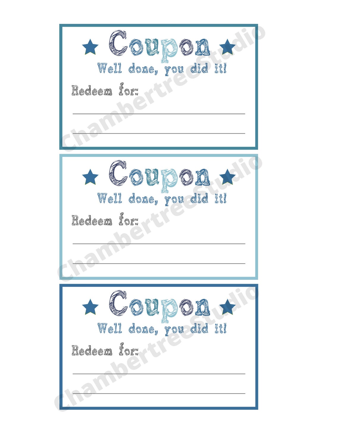 Kids Reward Coupon Cards, Kids Good Behavior Card, Printable Redeem ...