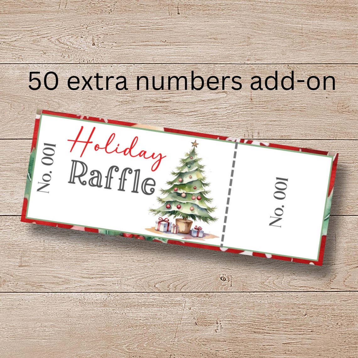 ADD-ON - 50 Additional Numbered Raffle Tickets, for Easter, Christmas ...