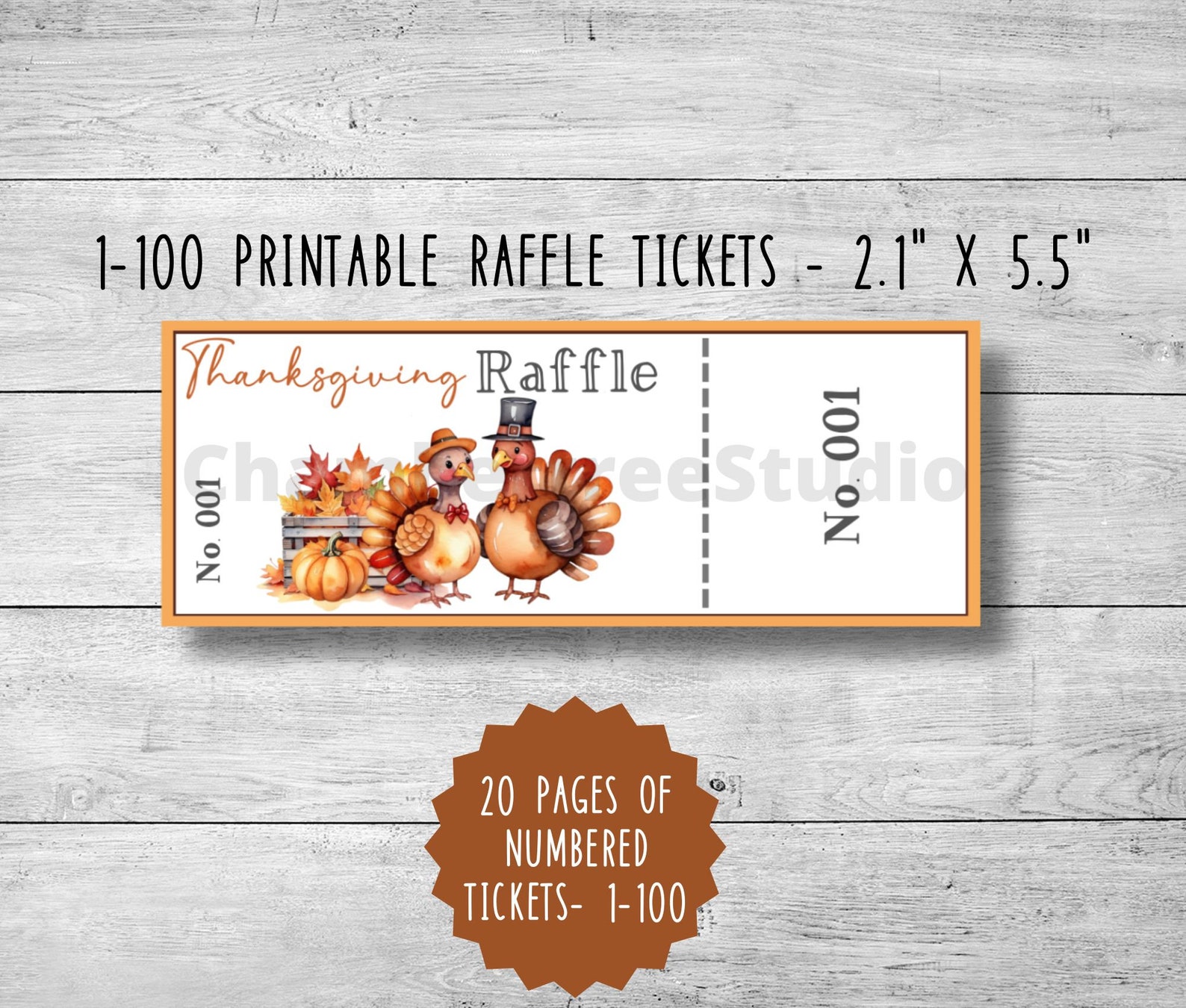 Thanksgiving Raffle Tickets: Printable Fall Fundraiser (instant ...