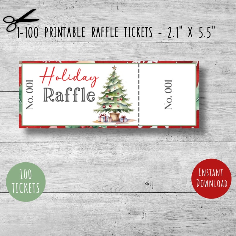 Christmas Holiday Raffle Tickets, School Fundraiser, Charity Event ...
