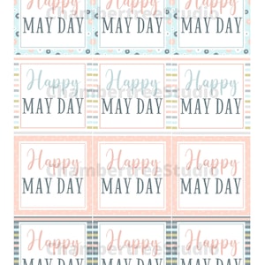 Happy May Day Tag, Spring Gift Tag, 2", 2.5" & 3" Sizes, Printable May ...