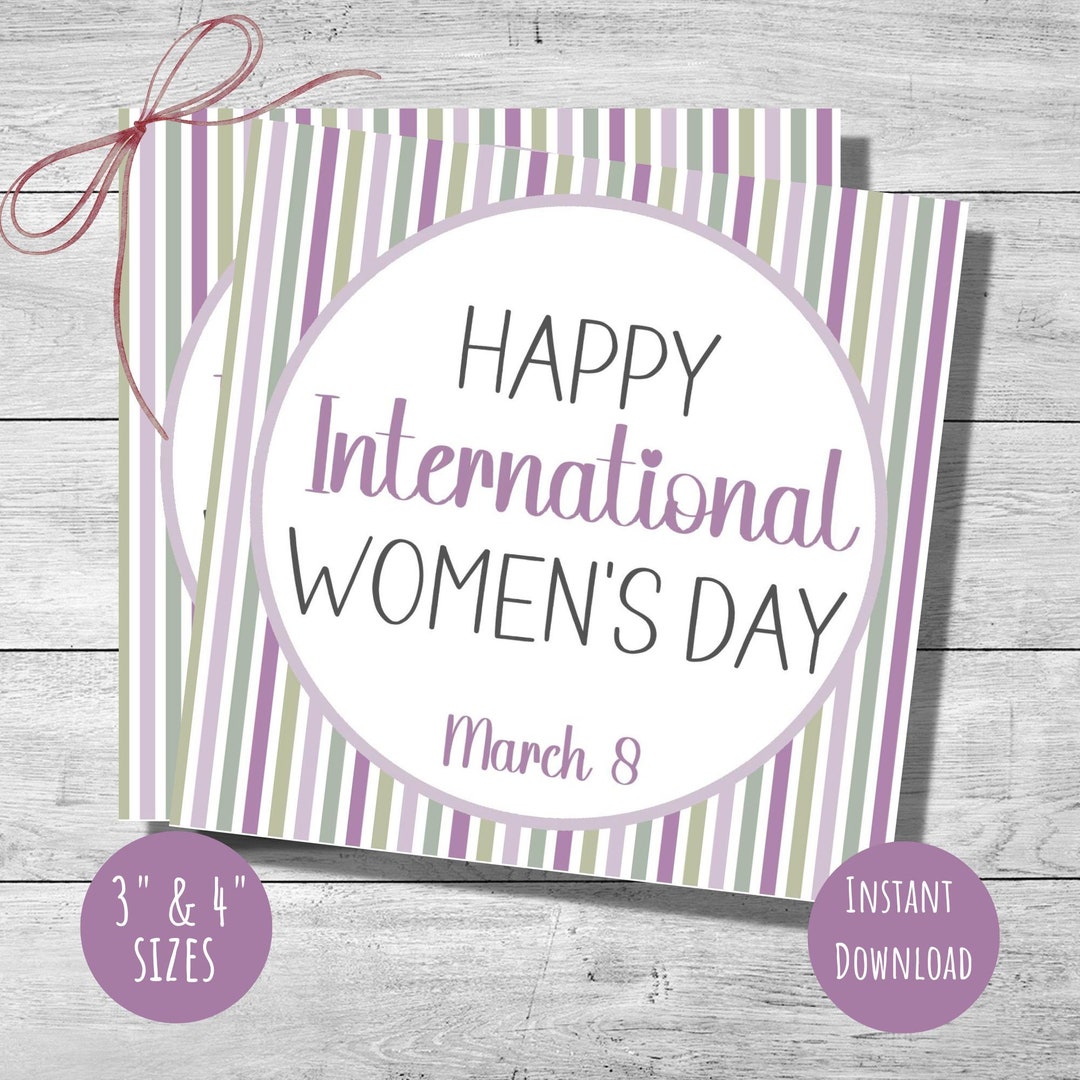 International Women's Day Gift Tag, March 8, 3 & 4 Size Cards, Happy ...
