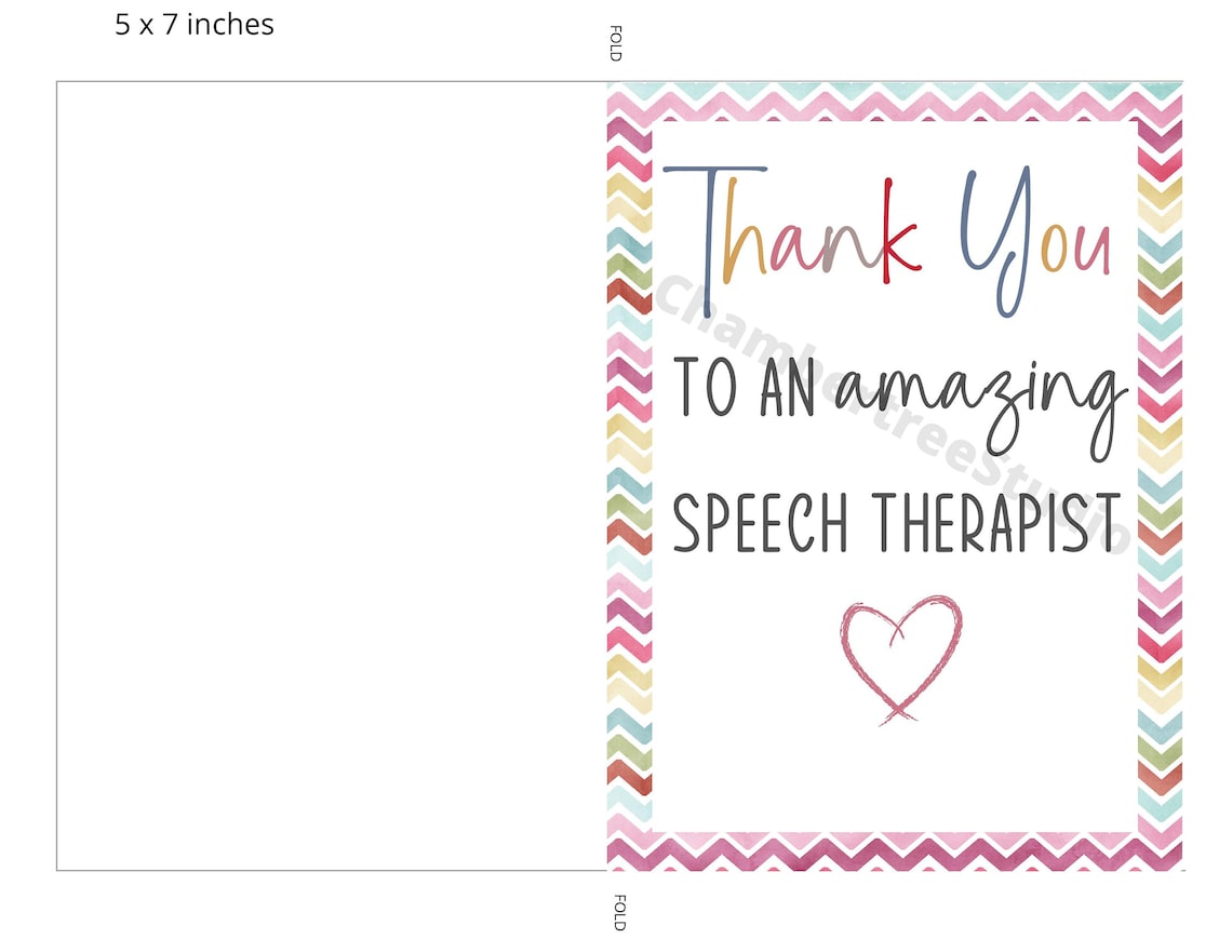 Speech Therapist Thank You Card, Printable Appreciation Card for Speech ...