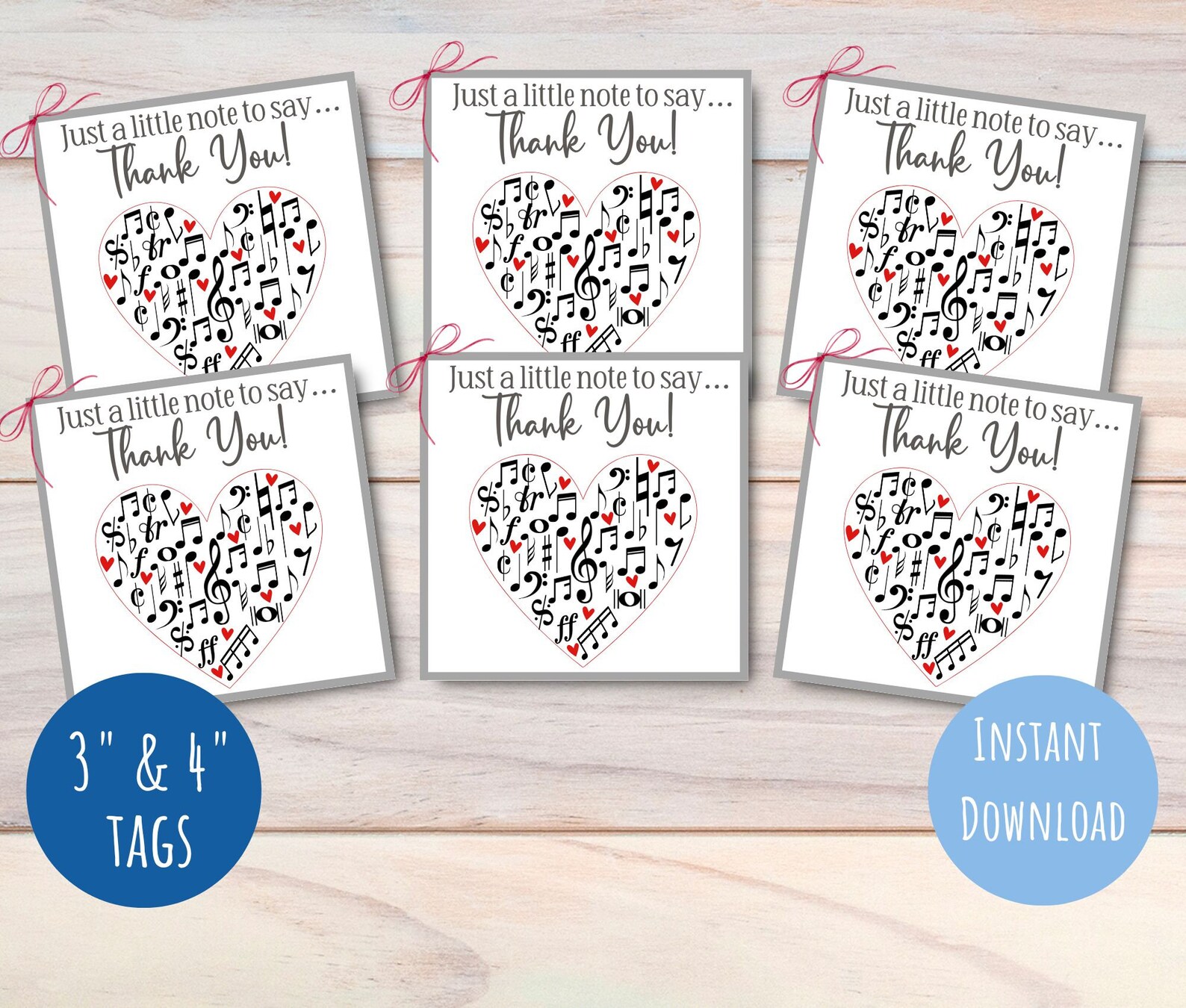 Music Teacher Appreciation Gift Tag, Printable Thank You Gift Tag ...