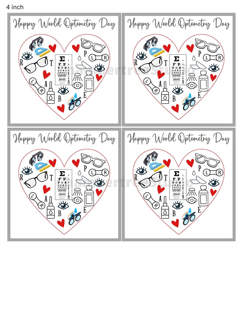 World Optometry Day Gift Tag, Eye Sight Health, 3" & 4" Size Cards ...