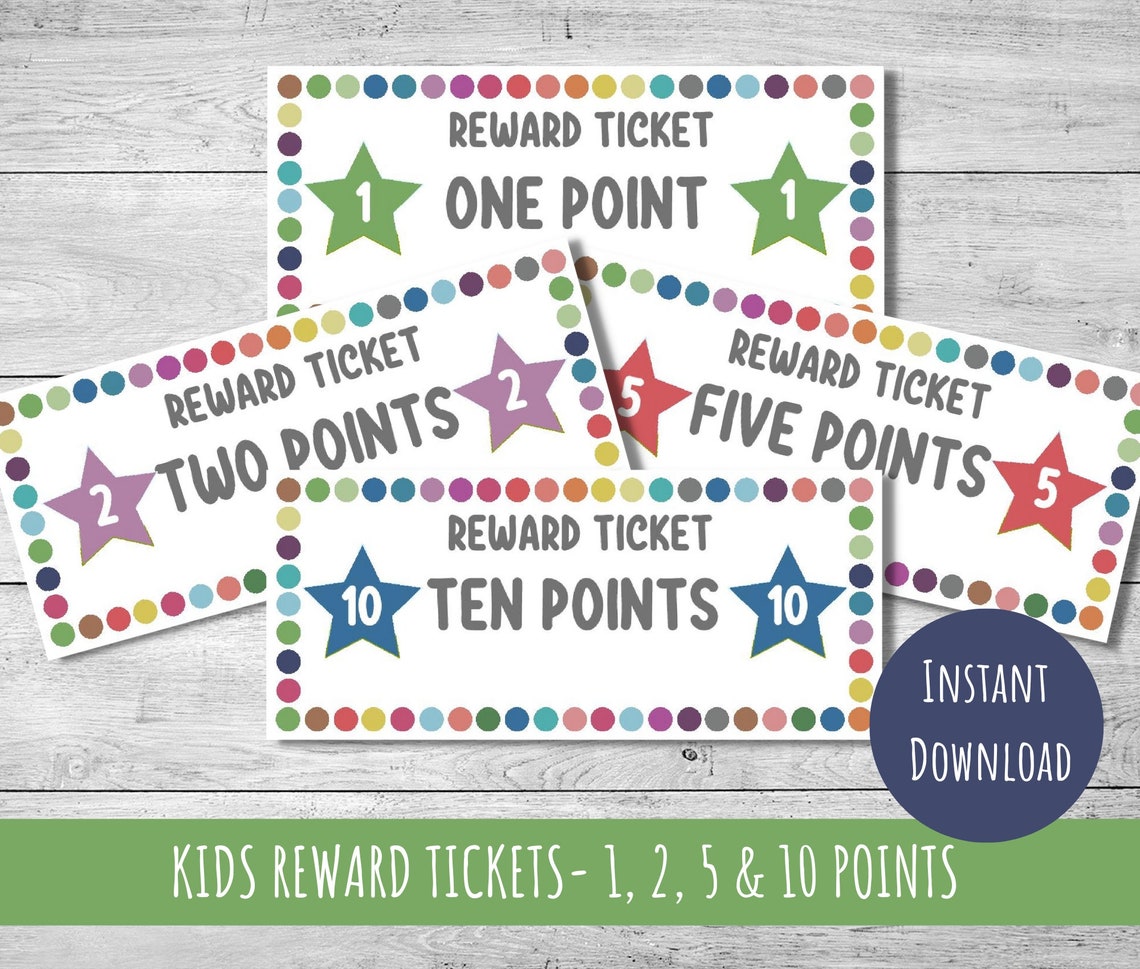 Kids Reward Tickets, Positive Behavior Points, Kids Reward System ...