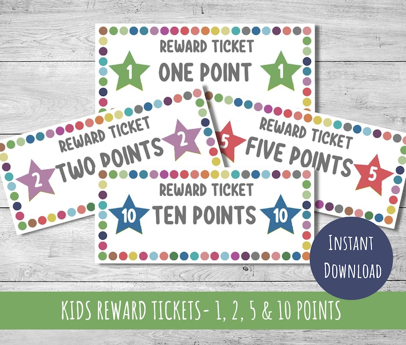 Kids Reward Tickets, Positive Behavior Points, Kids Reward System ...