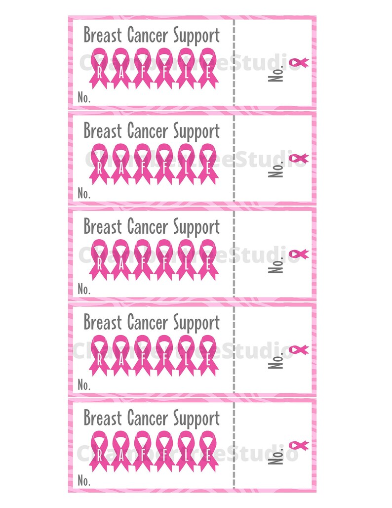 Breast Cancer Support Raffle Tickets, Pink Ribbon, Enter to Win ...
