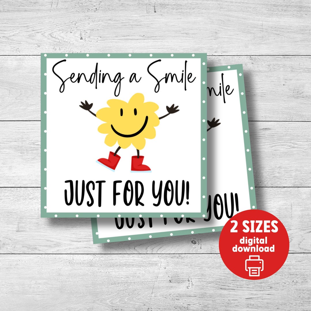 Sending a Smile Gift Tag, Random Acts of Kindness, 3" & 4" Tags, Back ...