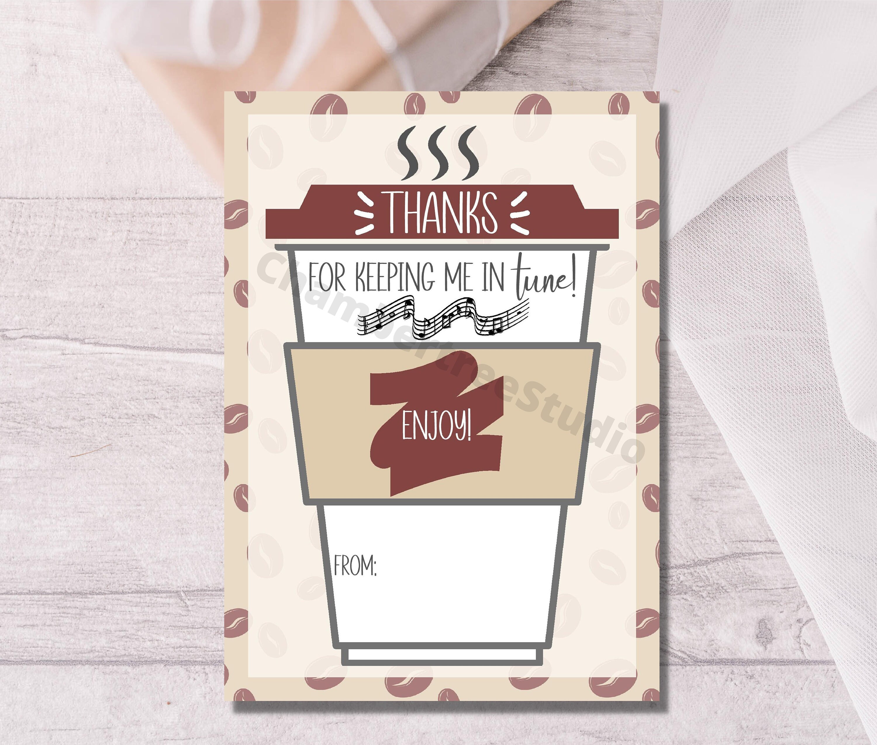 Music Teacher Appreciation Gift Card Holder, End of School Year, Coffee ...
