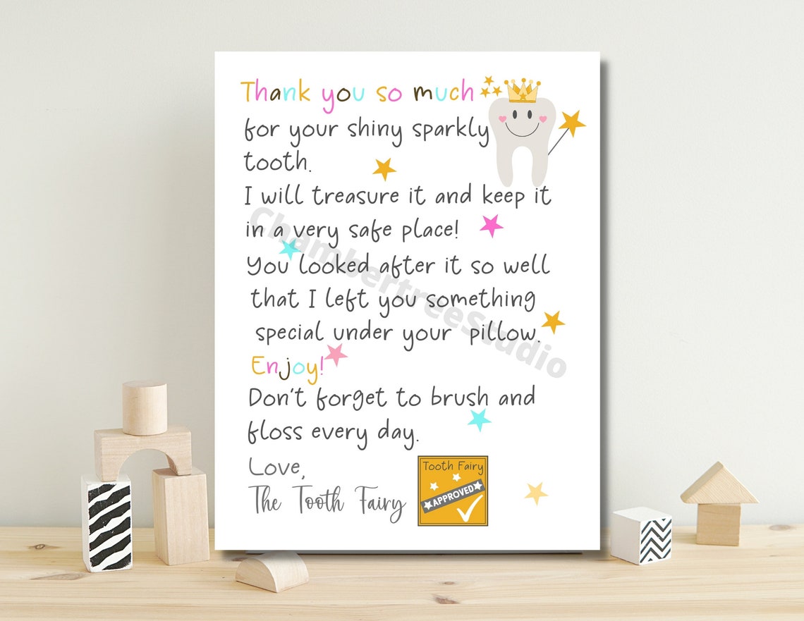 Tooth Fairy Letter, Printable Tooth Note, Door Hanger, Fairy Note ...