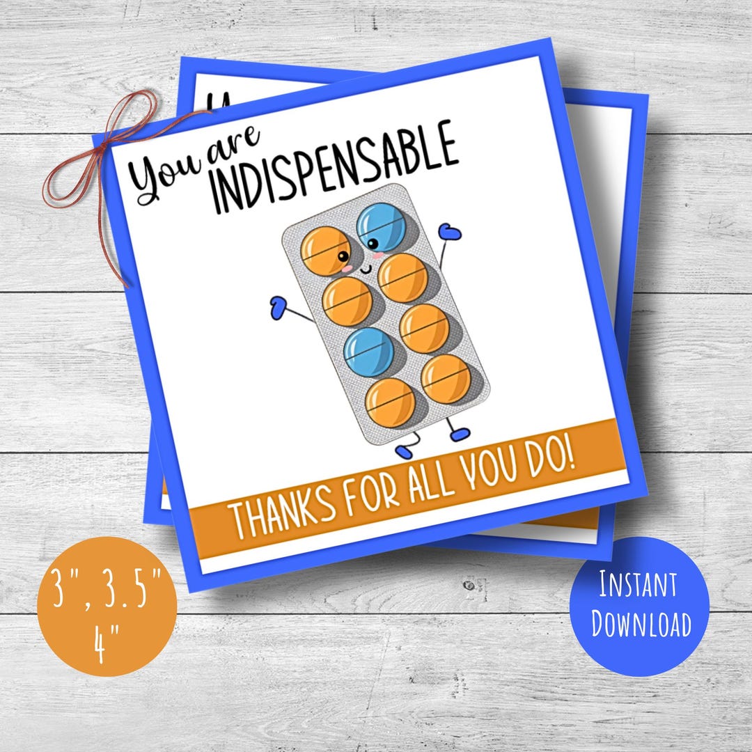 Pharmacy Week Gift Tag, Pharmacist Day, Funny Medical Tags, Thank You ...