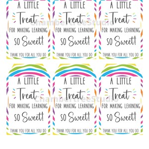 Teacher Appreciation Week Gift Tag, Sweet Thank You Treat for Teachers ...