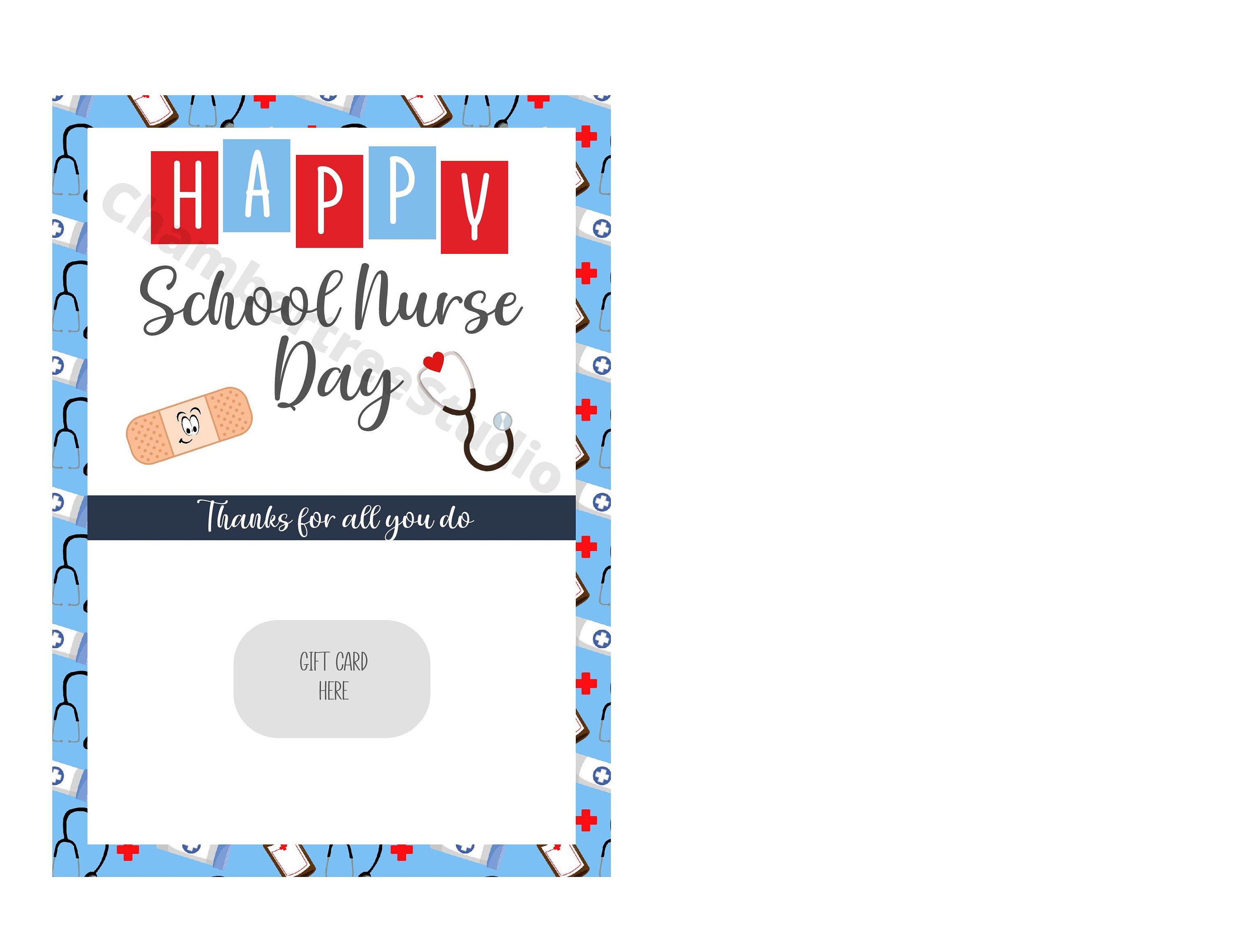 School Nurse Day Gift Card Holder, Printable Thank You School Nurse ...