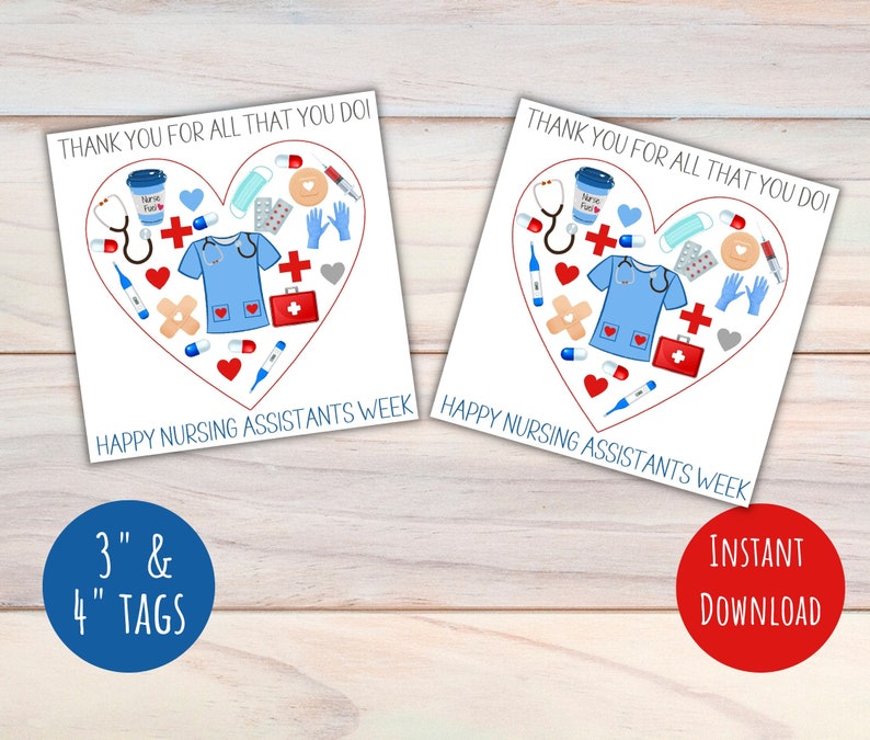 CNA Week Appreciation Gift Tag, 3 and 4 Tags, Happy CNA Week, Certified ...