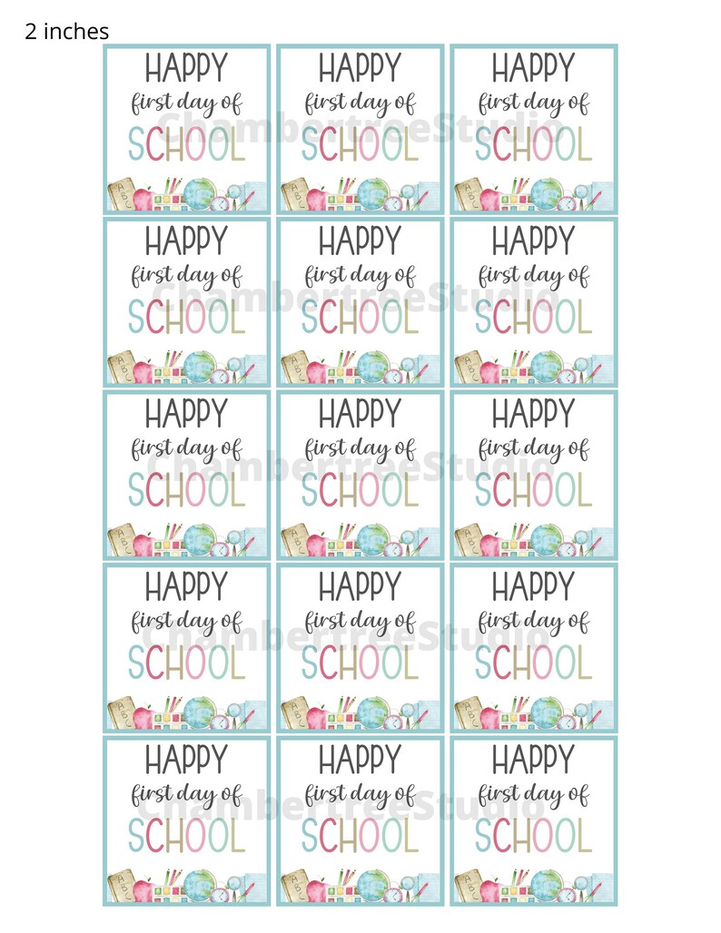 Happy First Day of School Tags, 2 & 3 Size, Kids Lunchbox Notes, Back ...