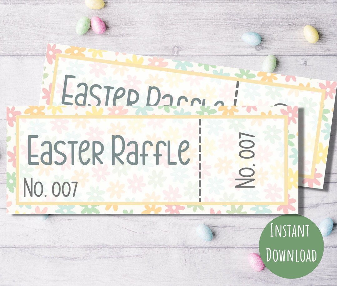Easter Raffle Tickets, Easter Coupons, Charity Event, School Fundraiser ...