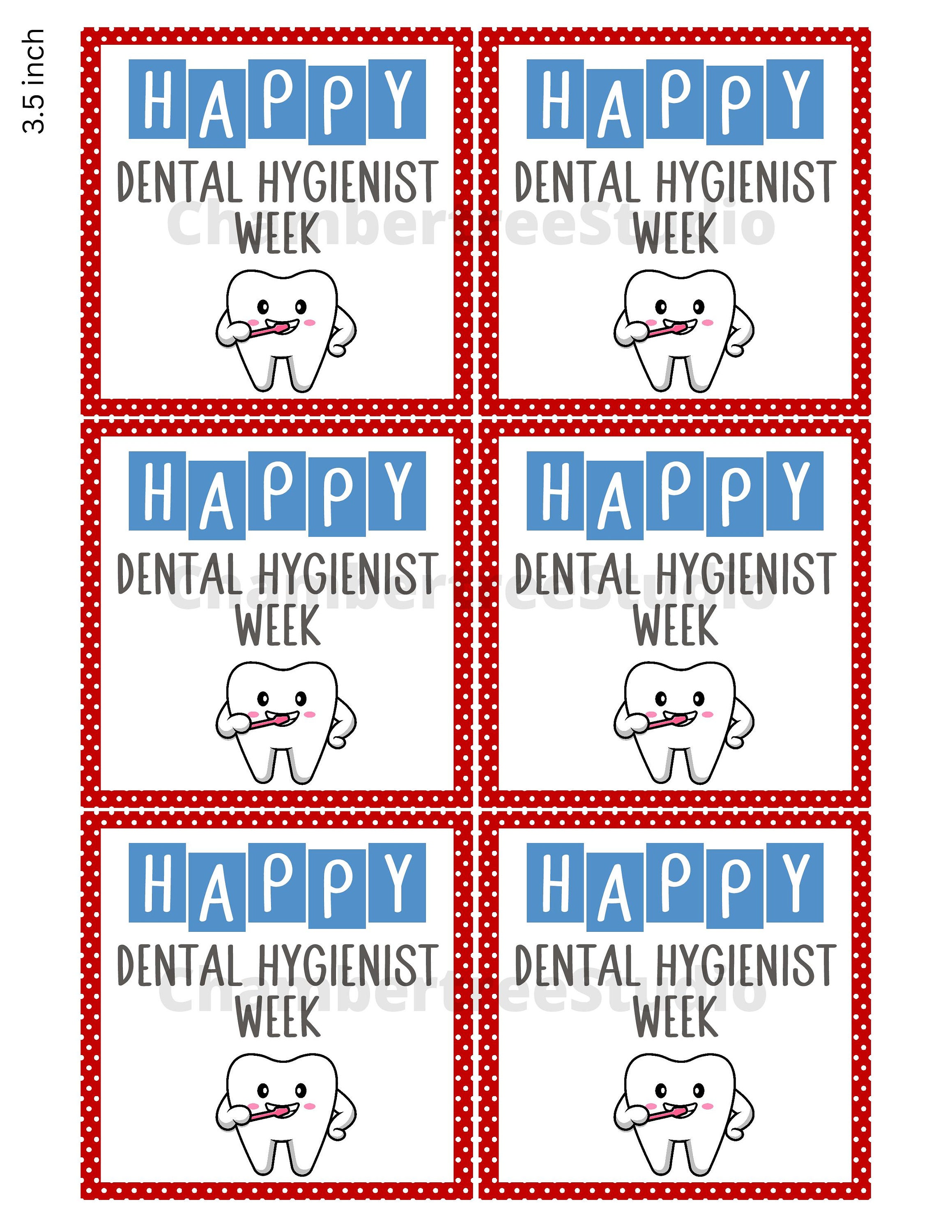 Dental Hygienist Week Gift Tag, Printable Appreciation Tags, 2.5, 3 & 3 ...