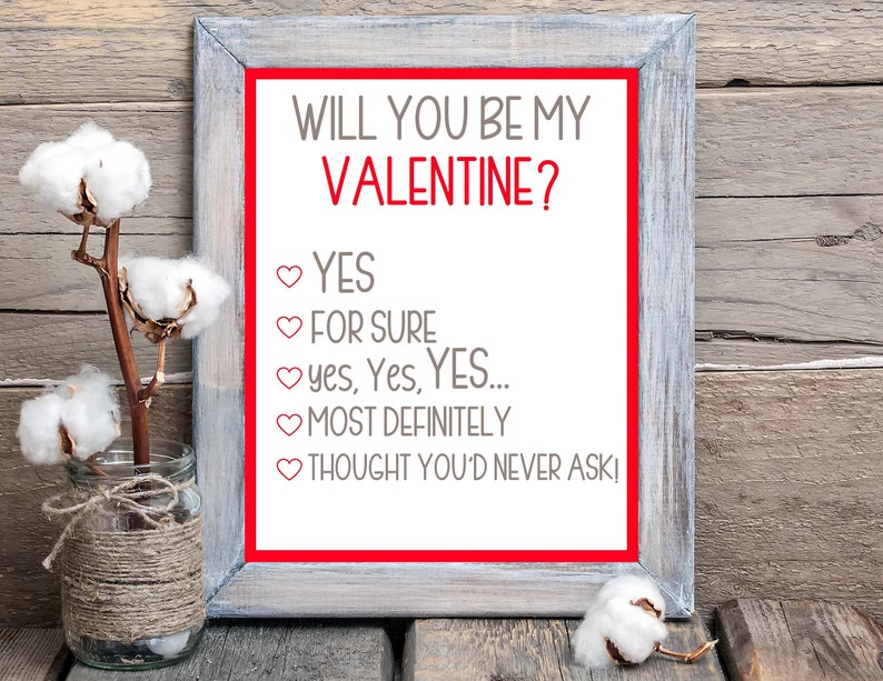 Will You Be My Valentine Printable Sign, Funny Valentine’s Day Decor ...