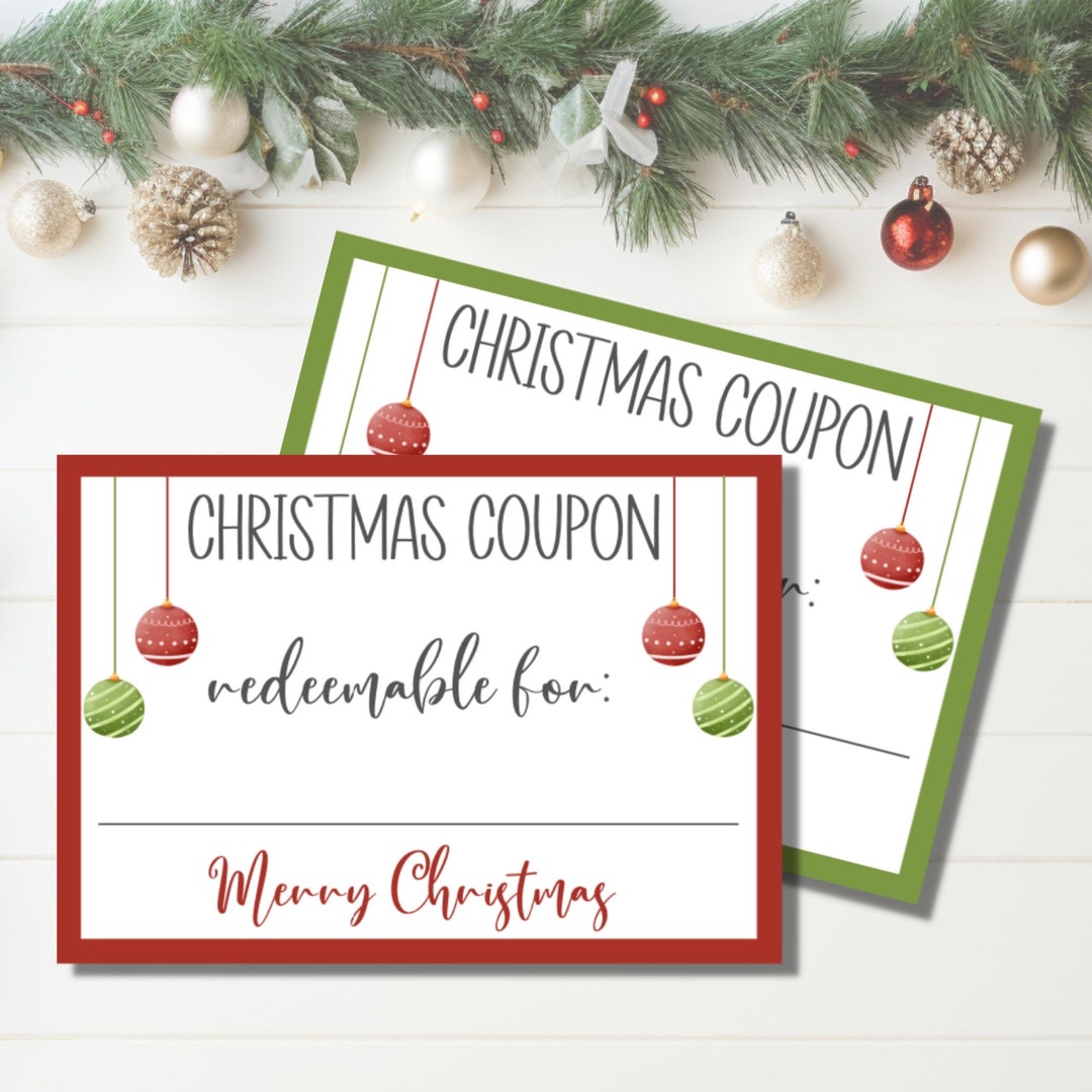 Printable Christmas Coupons, 2x3.5" Size Coupons, Christmas Gift ...