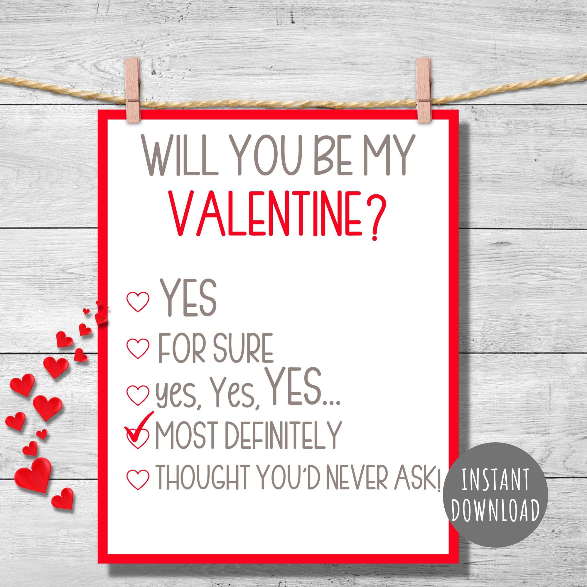 Printable Valentine's Day Sign, Will You Be My Valentine?, 8x10" Sign ...
