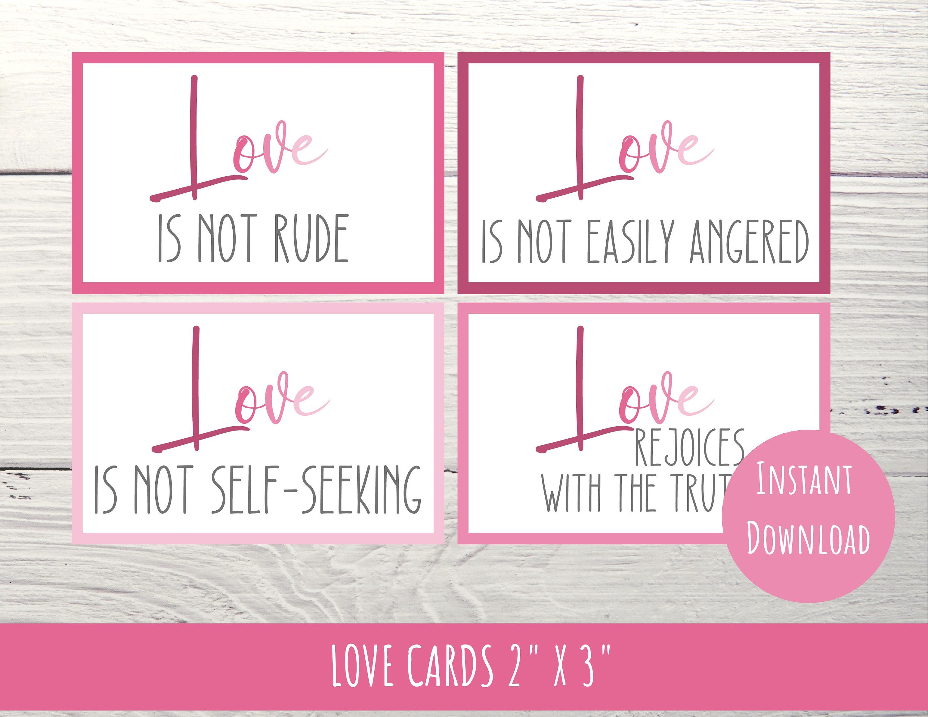 Valentine's Day Love Notes, Printable Christian Love Cards, 2 X 3 Cards ...