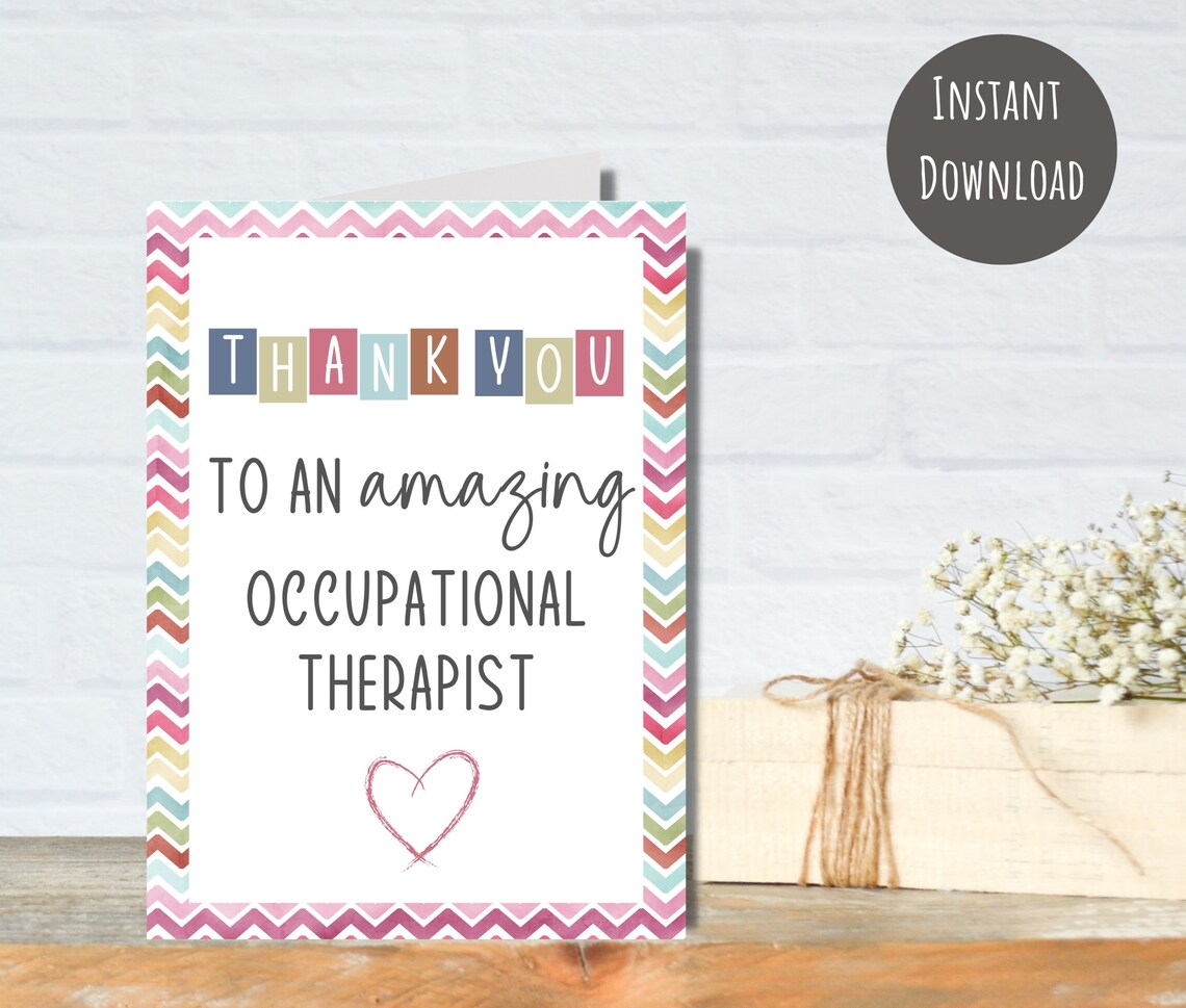 Occupational Therapist Thank You Card Printable Appreciation - Etsy