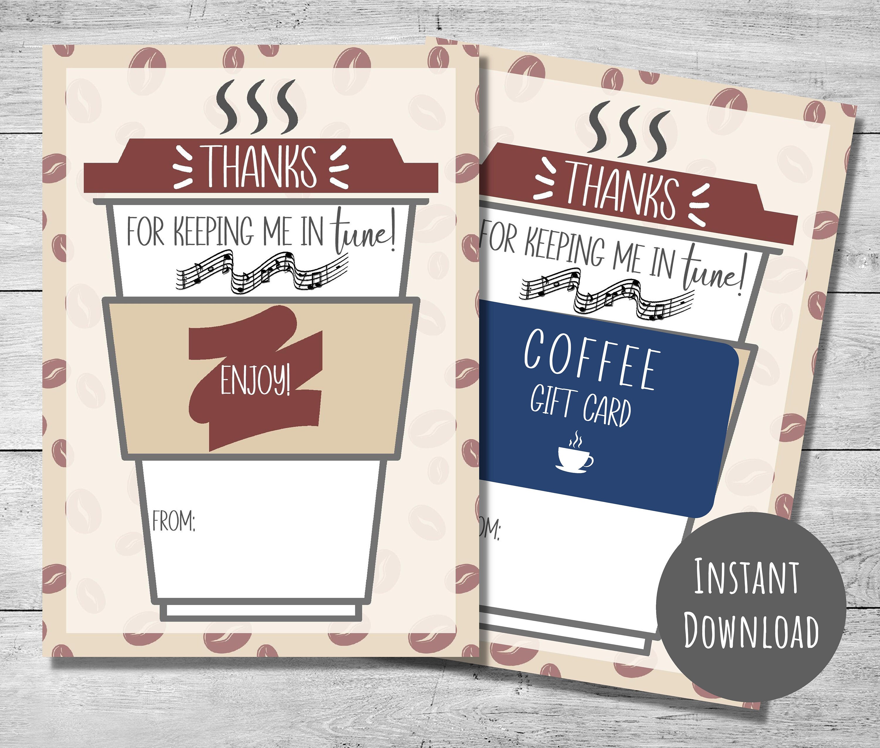 Music Teacher Appreciation Gift Card Holder, End of School Year, Coffee ...