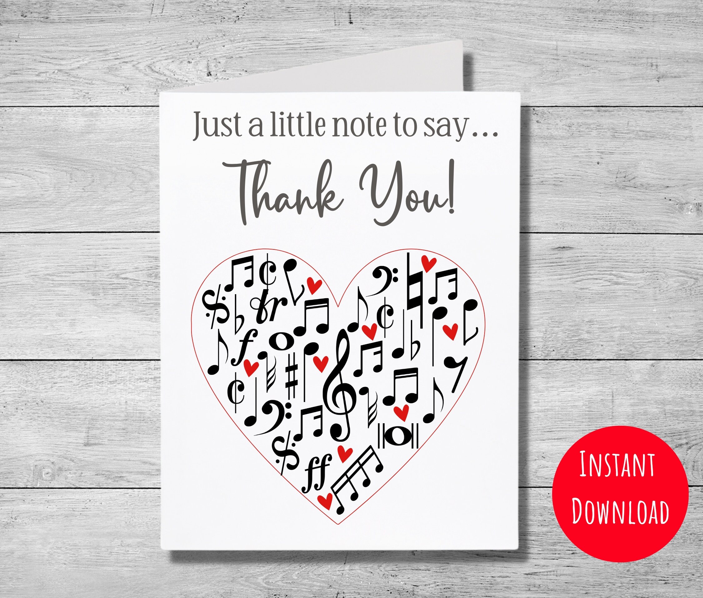 Music Teacher Appreciation Card, Printable Thank You for Piano Teacher ...