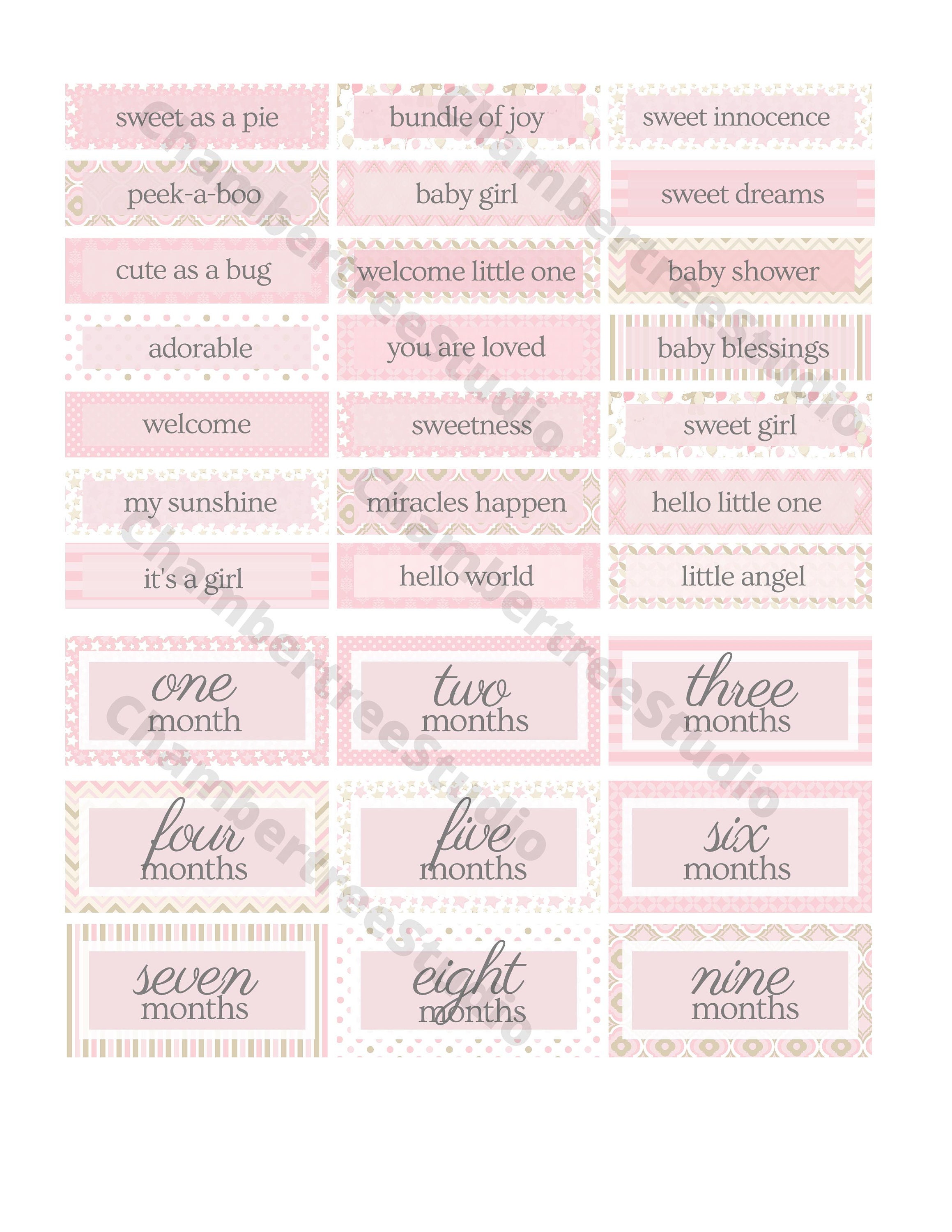 Baby Girl Words, Printable Word Sentiments, Baby Junk Journal, Baby ...