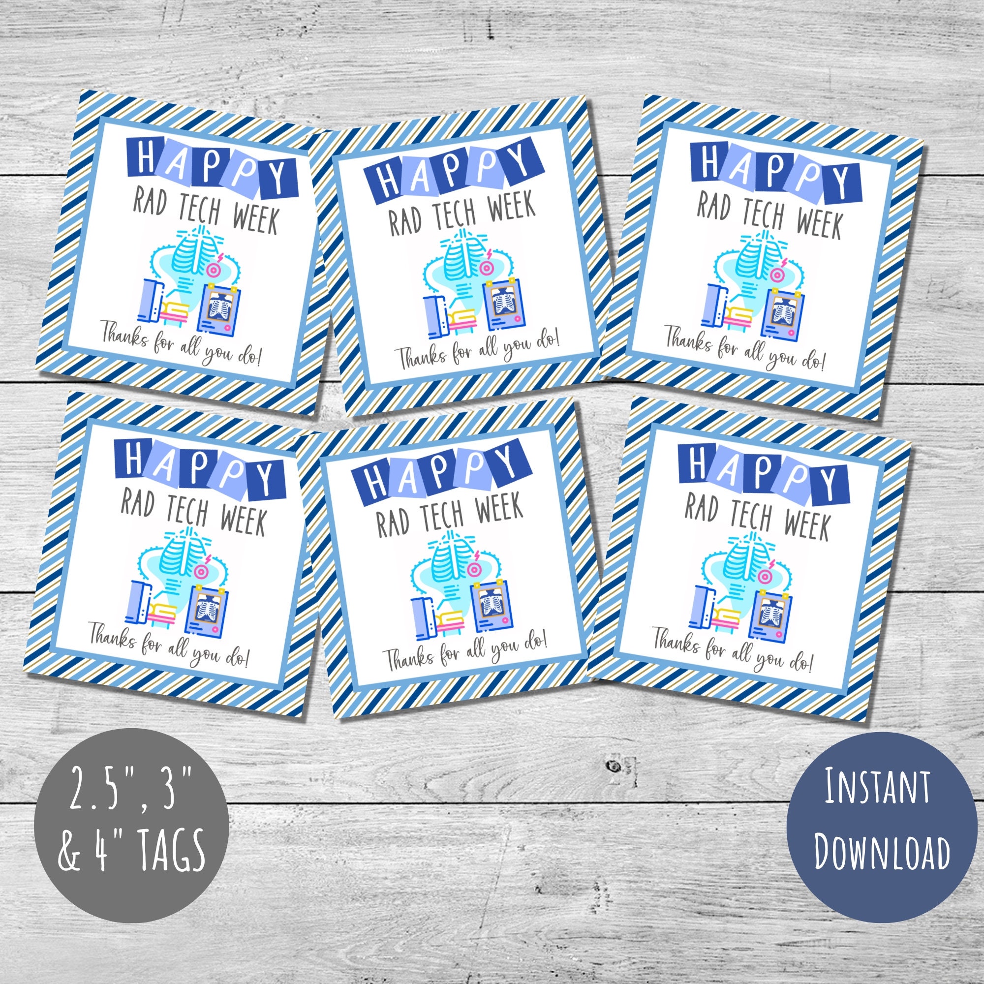 Rad Tech Week Gift Tag, Radiology Appreciation Tags, 2.5", 3" & 4" Tags ...