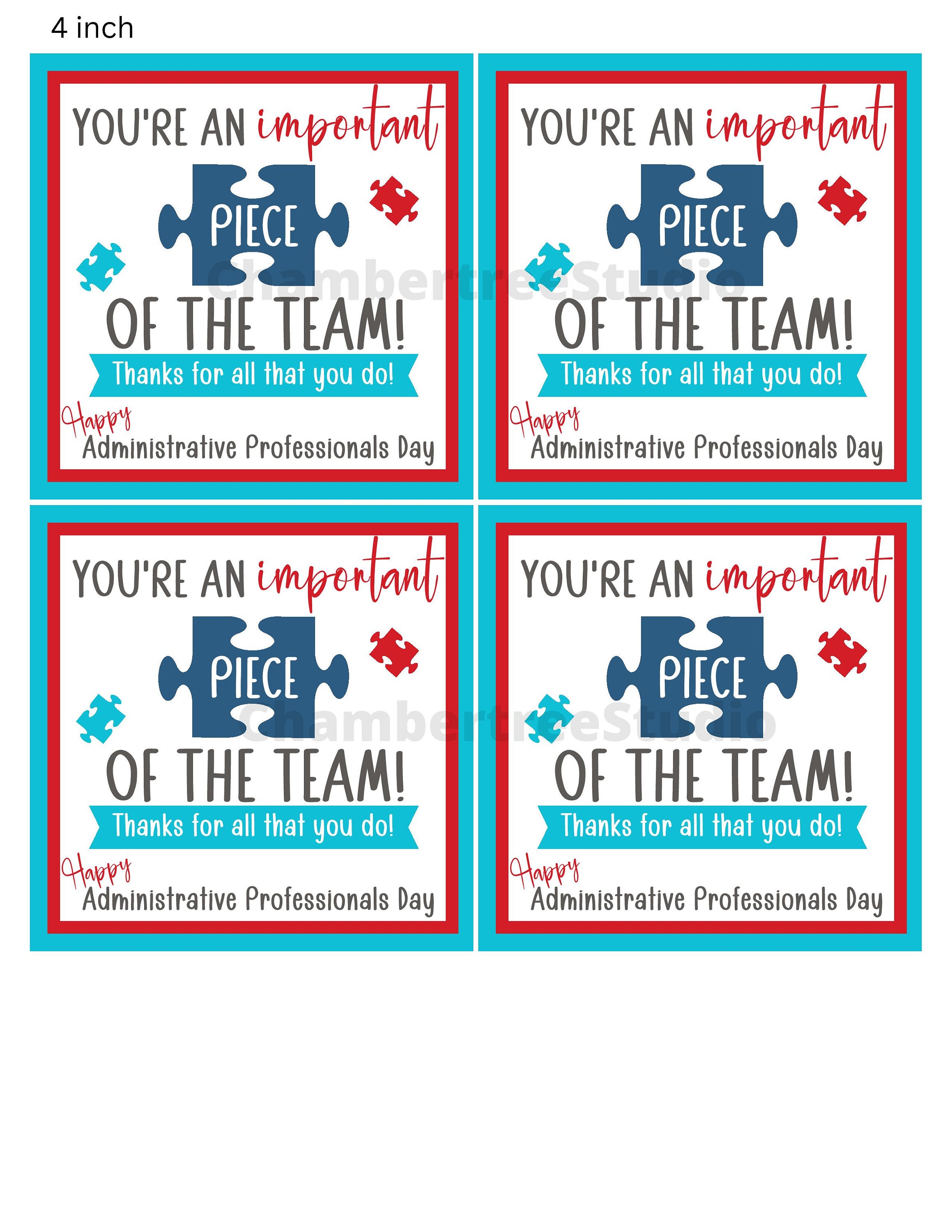 Administrative Professionals Day Gift Tag, Employee Appreciation ...