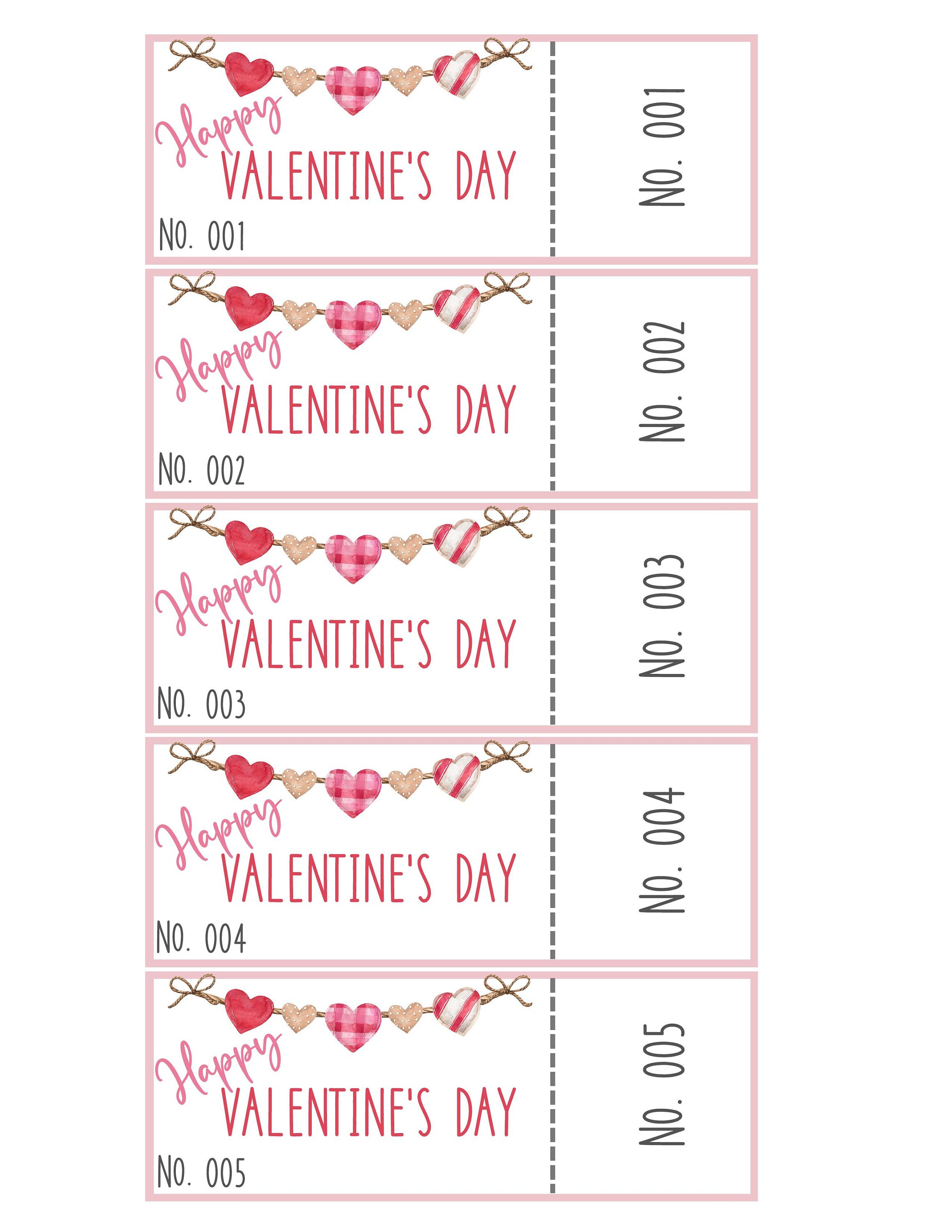 Valentine's Day Raffle Tickets, 2.1 X 5.5, Fundraising Coupons ...