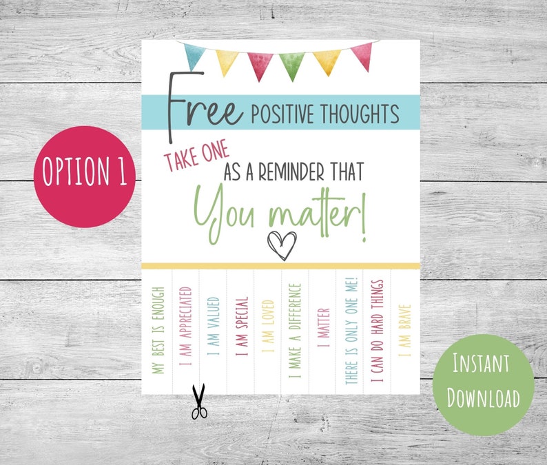 Affirmation Tear off Flyer, Printable Positive Thoughts, School ...