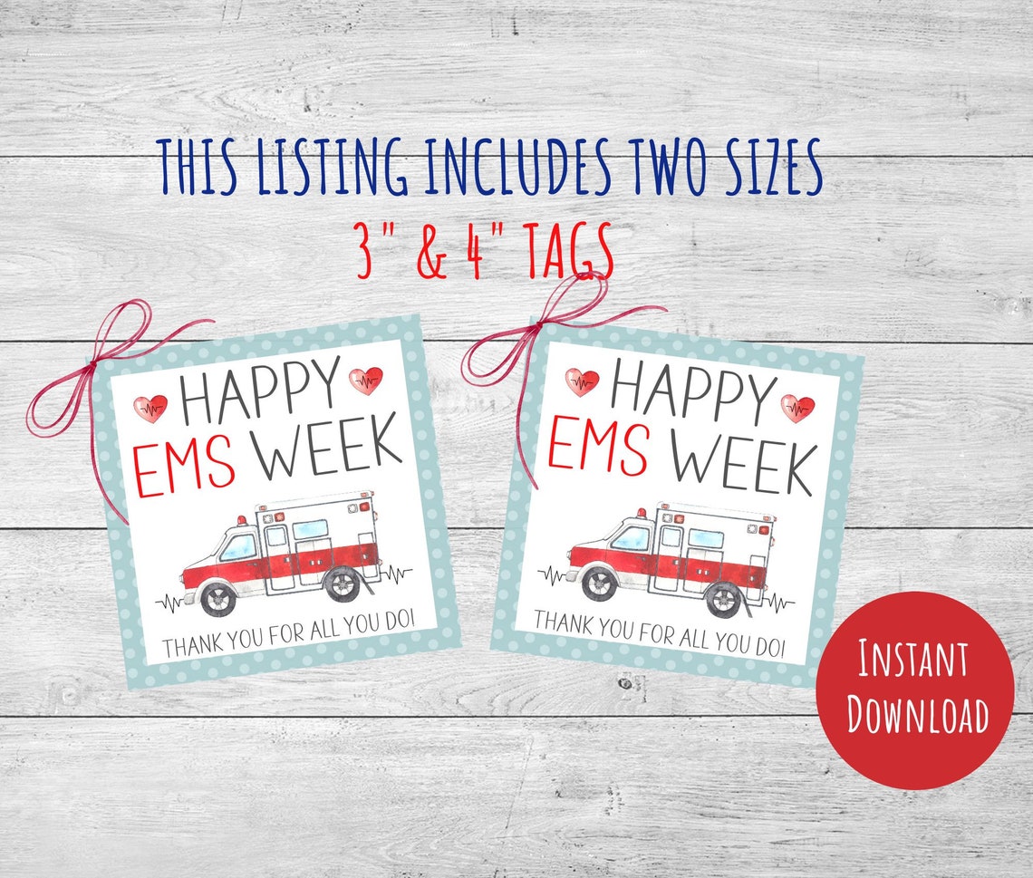 EMS Week Gift Tag, Happy Emergency Medical Services Week, EMT Appreciation, Gift for Paramedics ...
