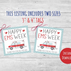 EMS Week Gift Tag, Happy Emergency Medical Services Week, EMT ...