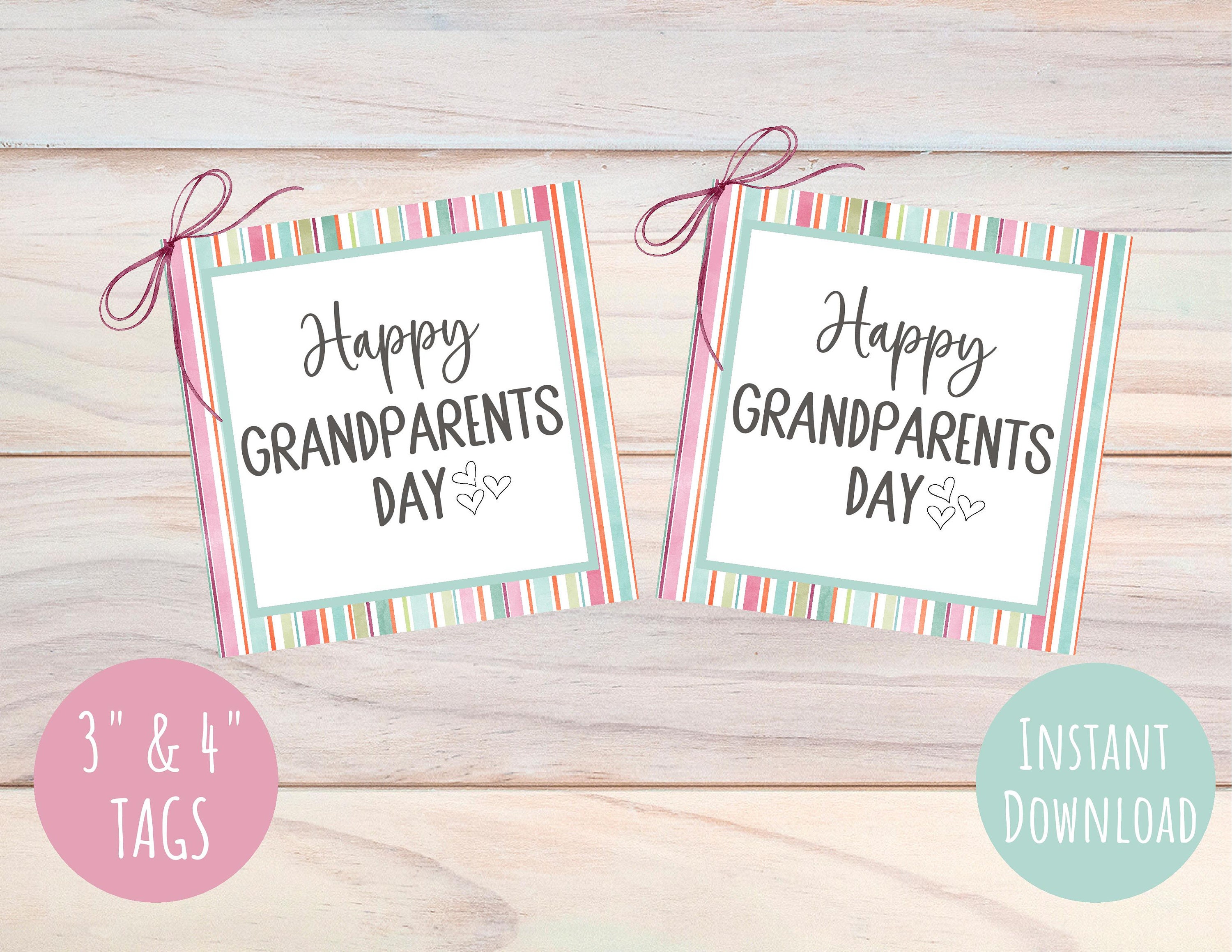 Happy Grandparents Day Gift Tag, Appreciation Gift Tag, 3" & 4" Tags ...