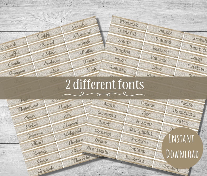 Junk Journal Words, Word Sentiments, Junk Journal Ephemera, Printable ...