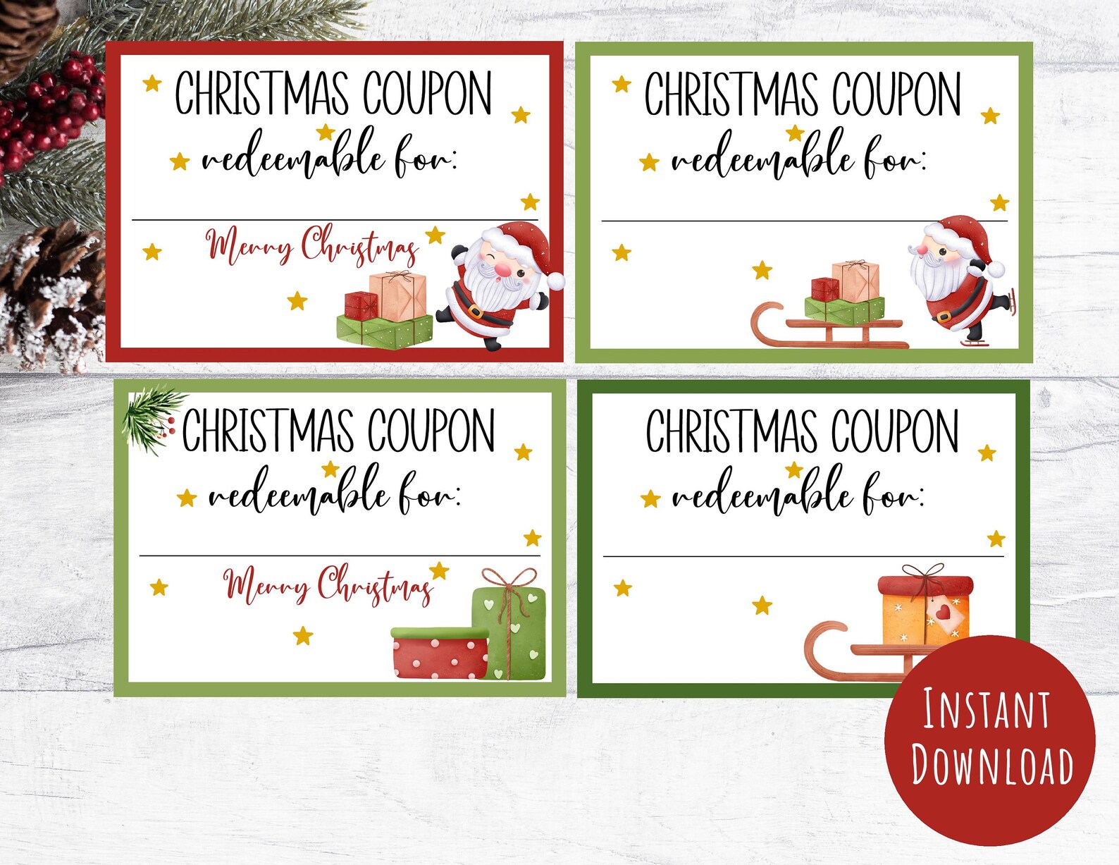 Printable Christmas Coupons 2x3.5 Size Coupons - Etsy